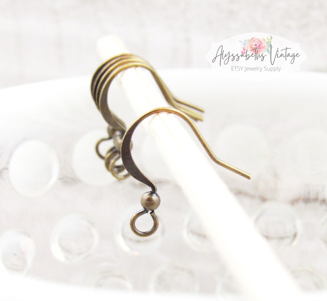 Antique Brass Hammered French Ear Wires With Ball Hooks Earring Brass ...