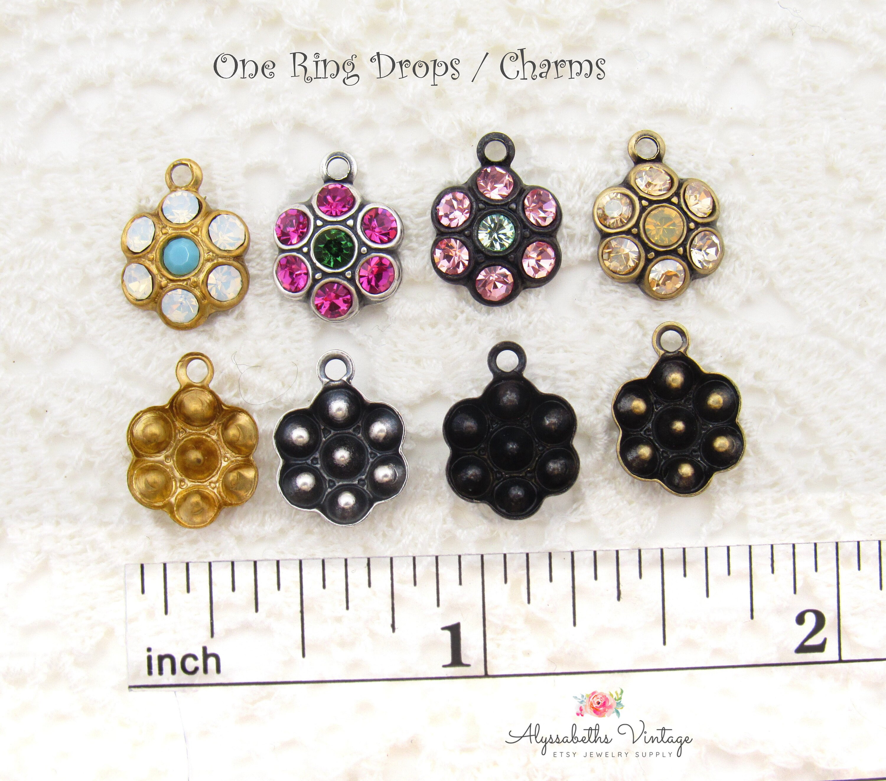 Round Cluster Orange Hyacinth Rhinestone Fall Flower Charms or ...