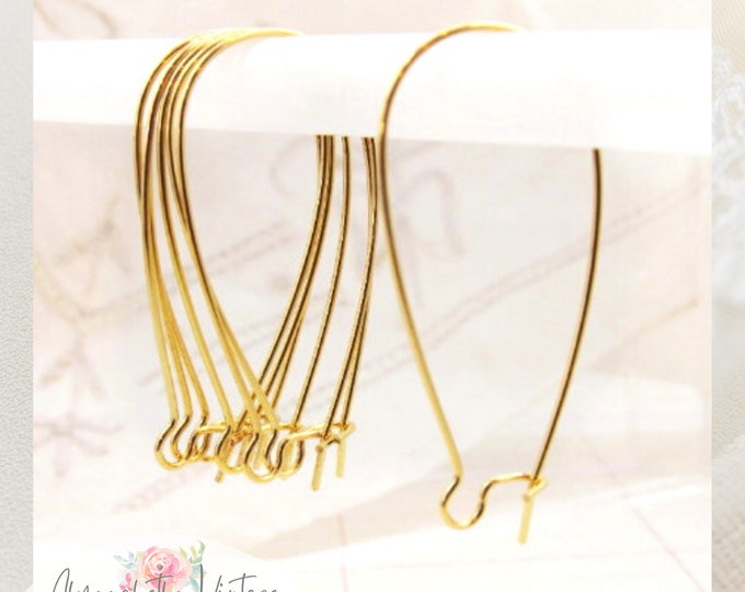 Long Gold Plated Kidney Wire Earrings Findings 1.5 Inch US - Etsy