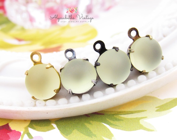8mm Vintage Matte Yellow Jonquil Round Set Stone Drop or - Etsy