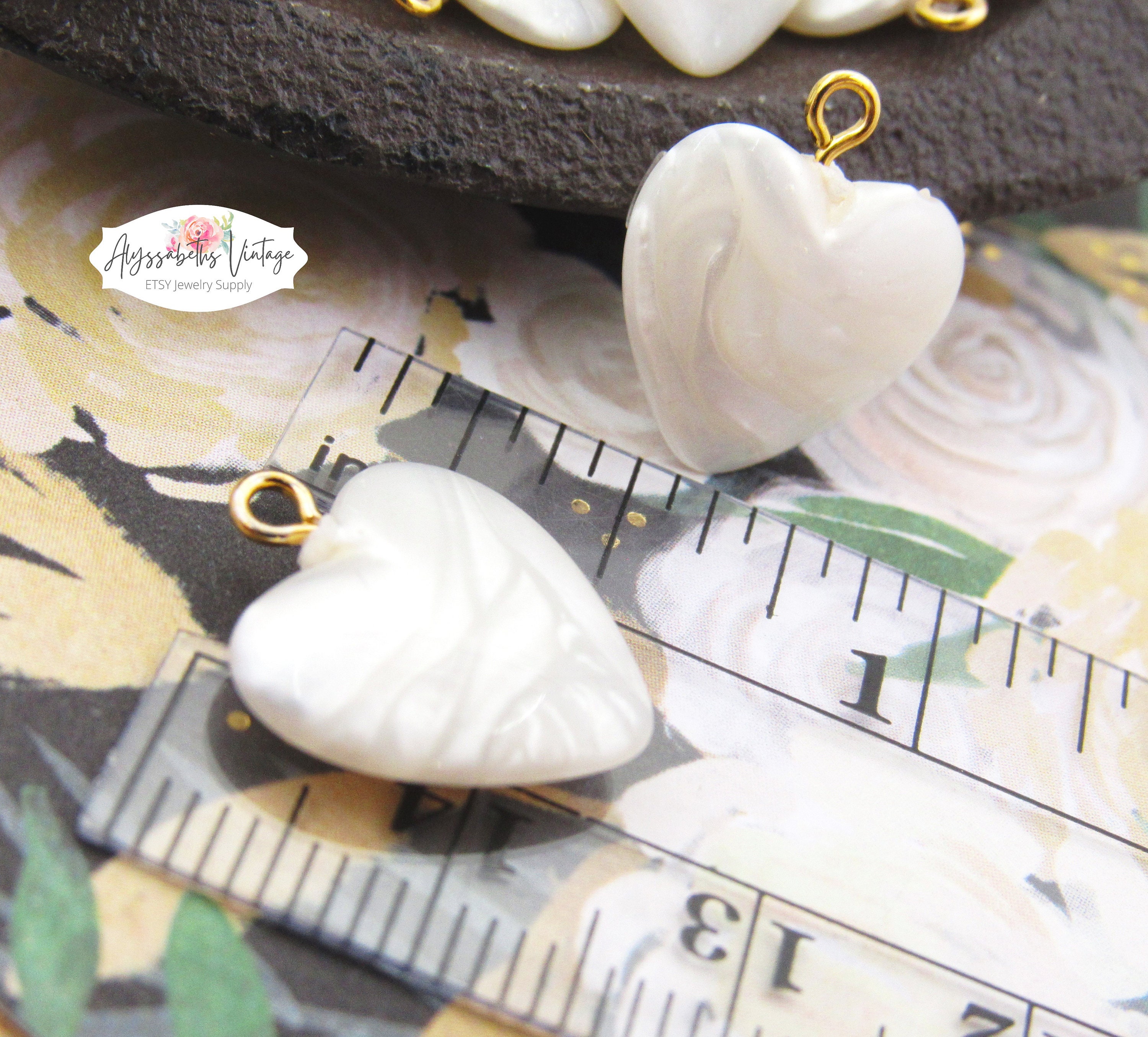 Vintage Pearlized Plastic Ivory Heart Charm 16x14mm Imitation - Etsy
