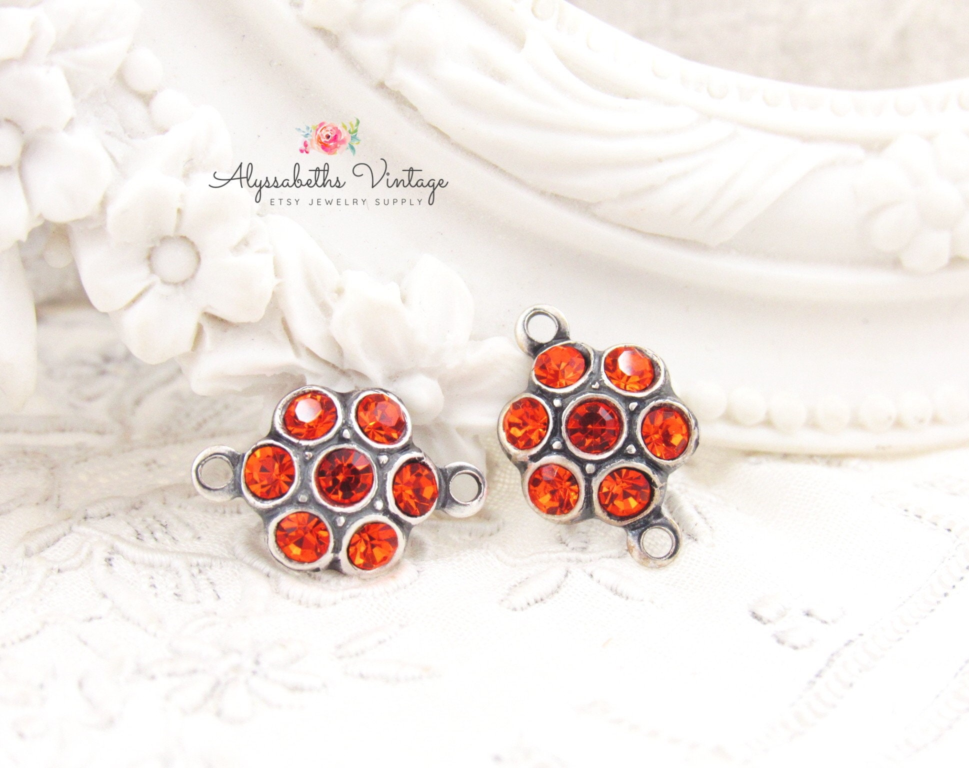 Round Cluster Orange Hyacinth Rhinestone Fall Flower Charms or ...
