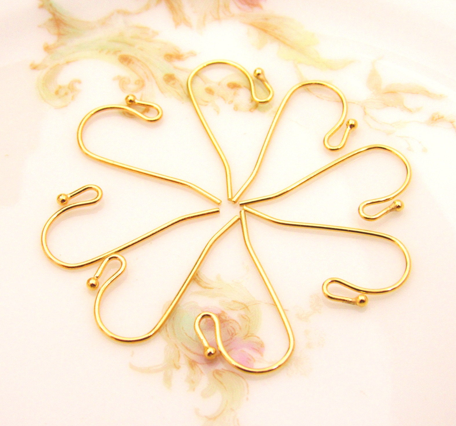 Gold French Ear Wires With Ball Ear Hooks With Ball in 18k | Etsy