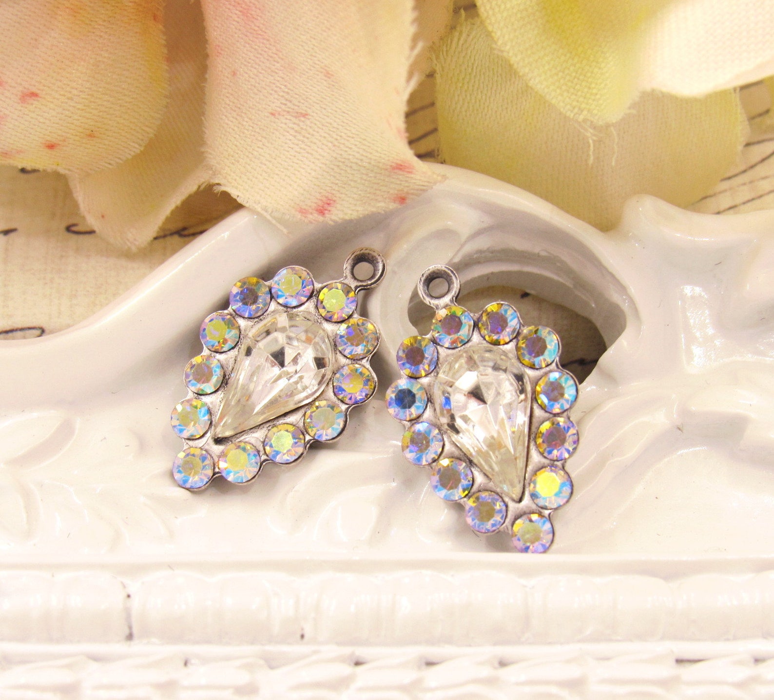 Austrian Crystal & AB Crystal Rhinestone Teardrop Set Stones Earring ...