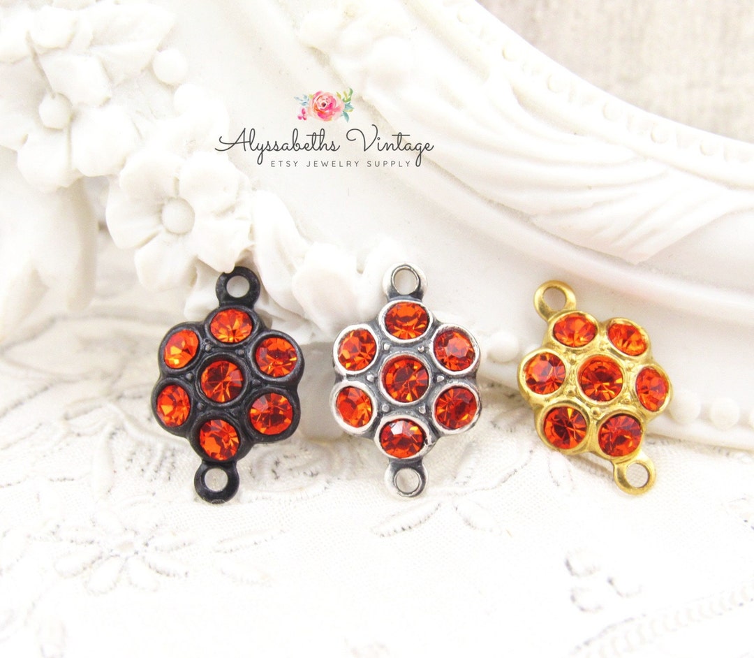 Round Cluster Orange Hyacinth Rhinestone Fall Flower Charms or ...