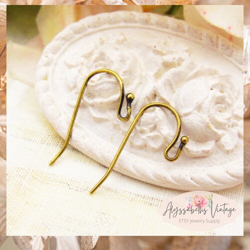 Antique Brass Hammered French Ear Wires With Ball Hooks - Etsy