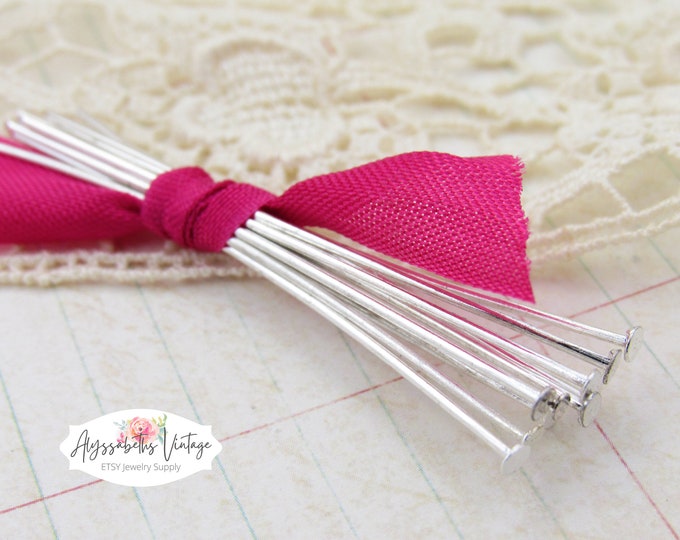 SALE Bright Silver Plate Head Pins 2 Inches 21 Gauge US Made Jewelry ...
