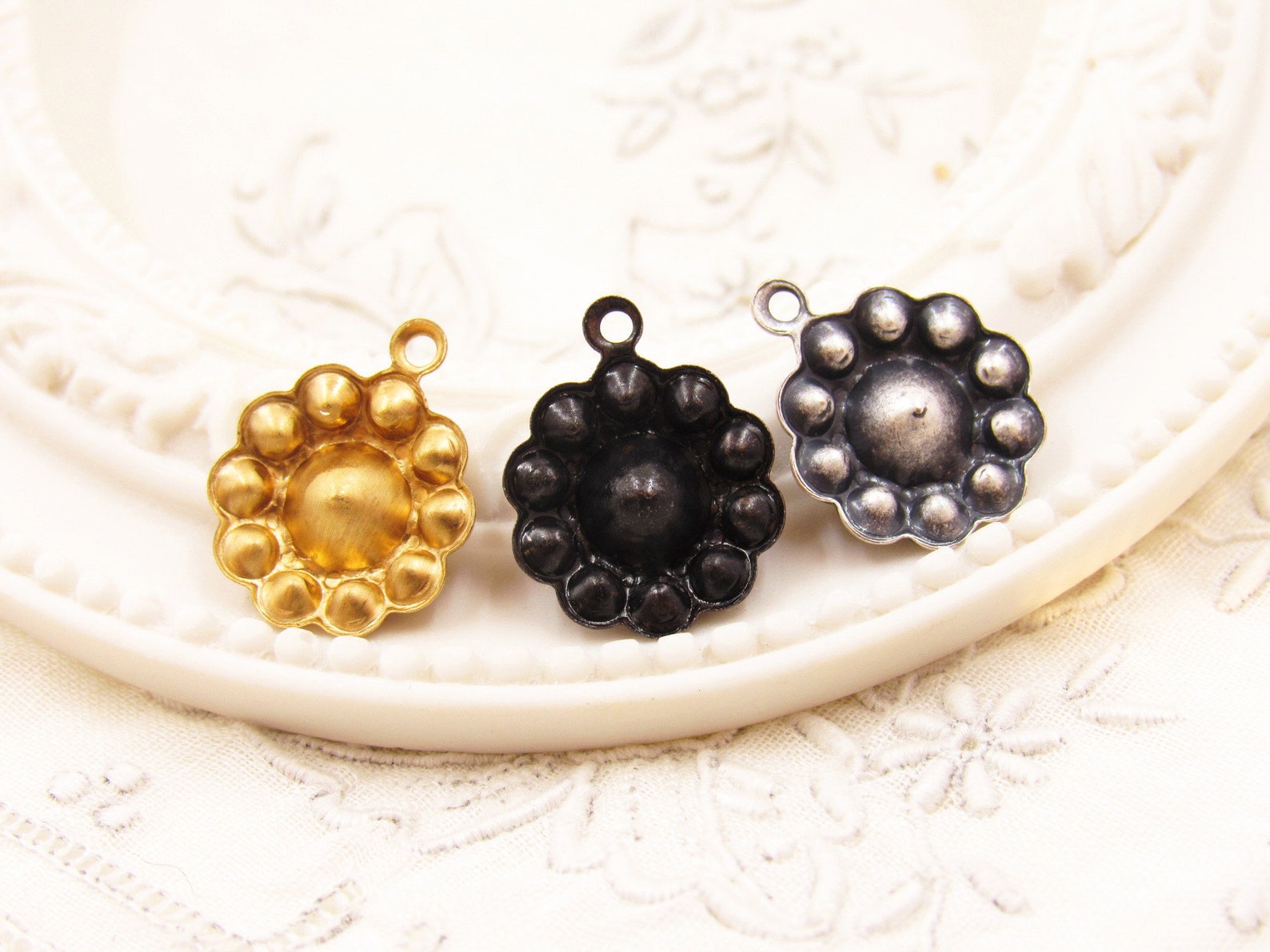 Smoke Sapphire and Light Peach Rhinestone Cluster Flower 1 - Etsy