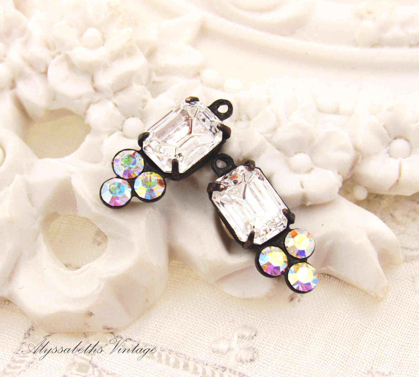 Clear Crystal & AB Crystal 17x7mm Drops Austrian Octagon Rhinestones ...