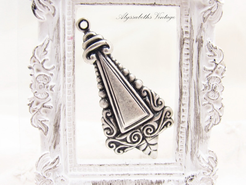 Ornate Art Deco Antique Silver Scroll Embossed Triangle - Etsy