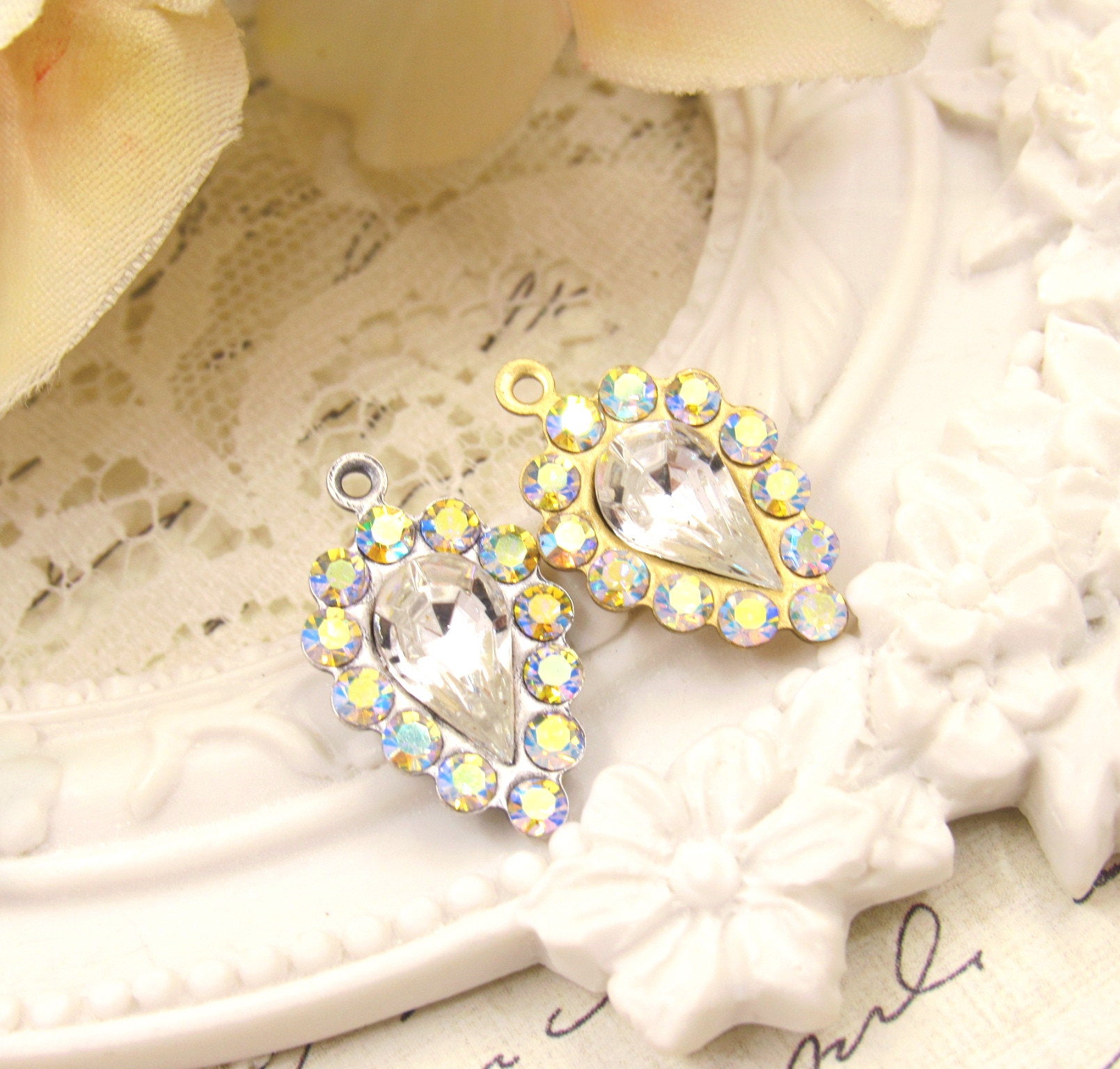 Austrian Crystal & AB Crystal Rhinestone Teardrop Set Stones Earring ...