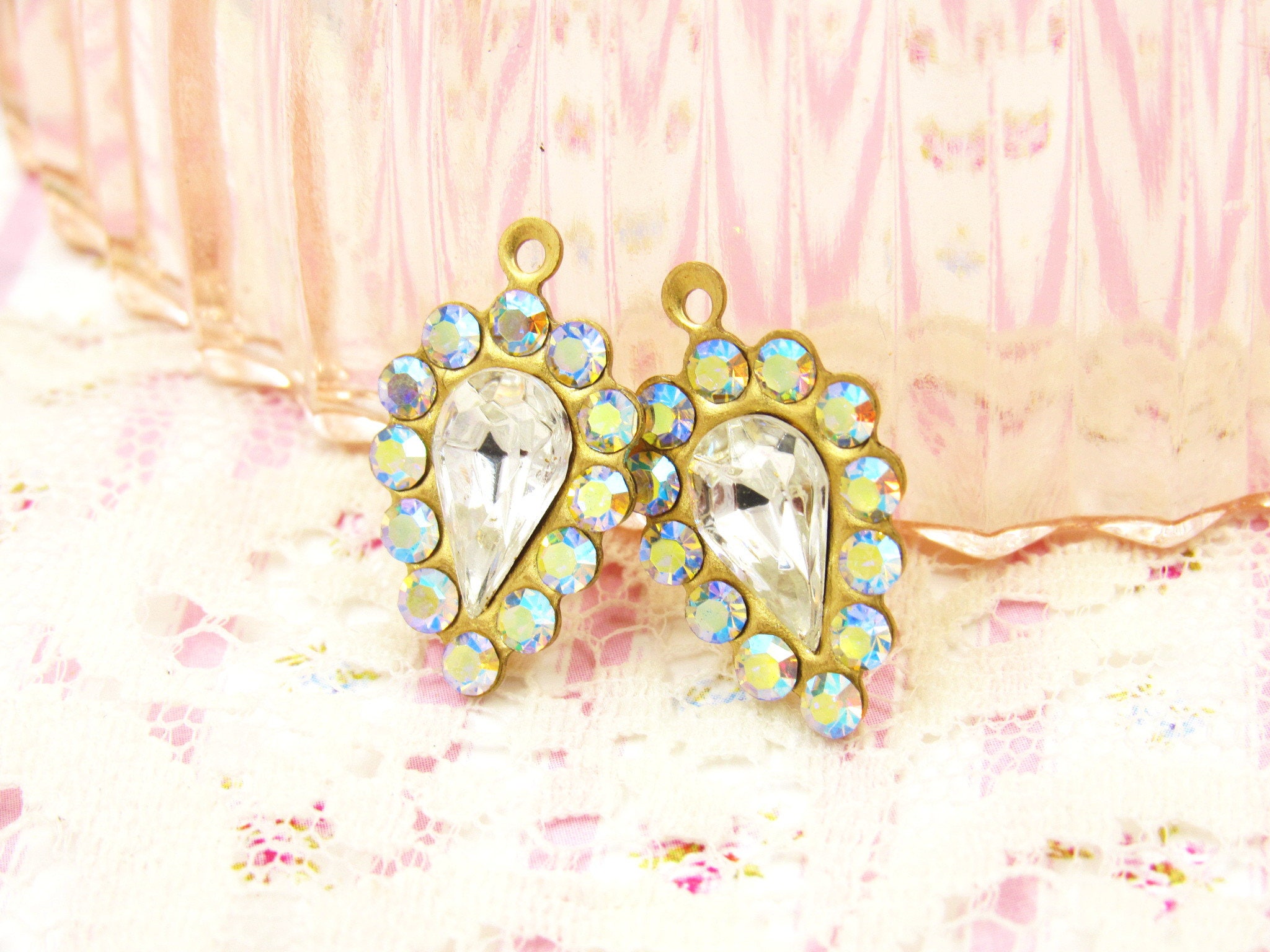 Austrian Crystal & AB Crystal Rhinestone Teardrop Set Stones Earring ...