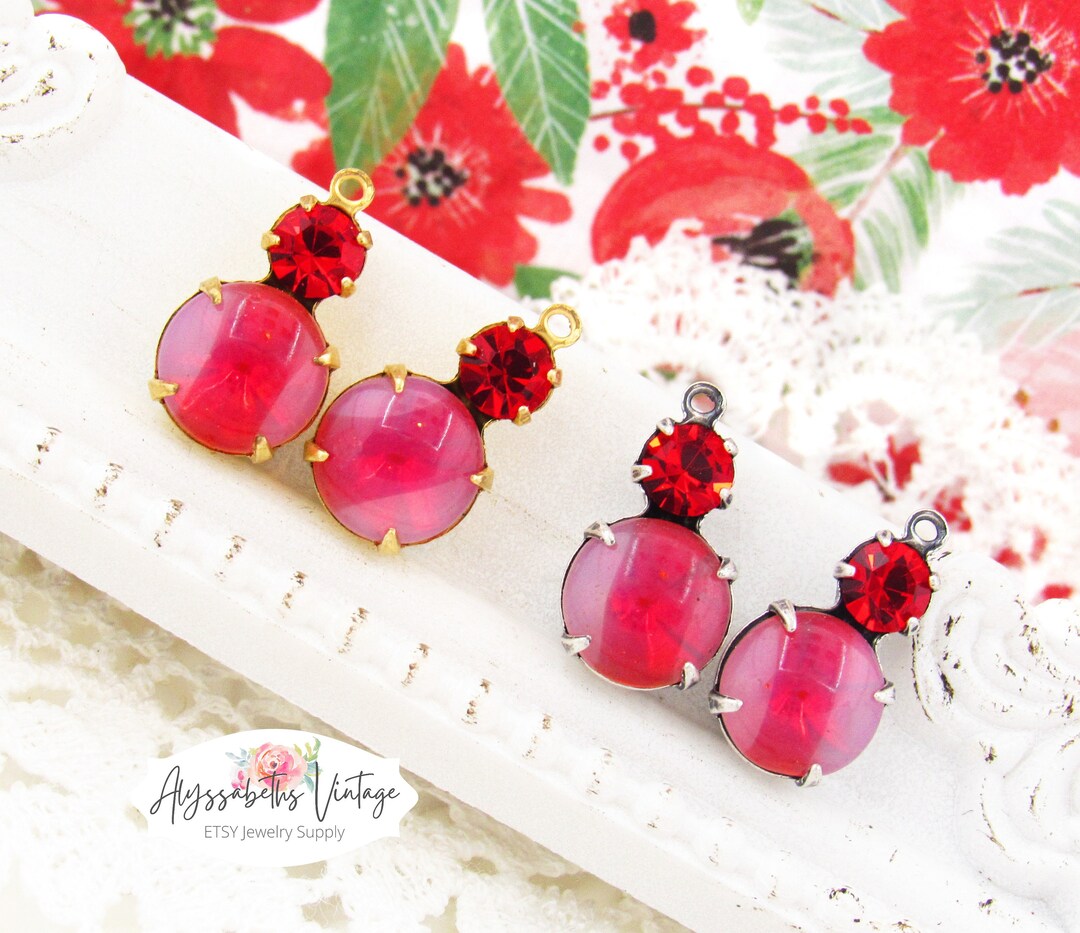 Christmas Candy Cane Red Sabrina Stones & Ruby Red Rhinestone Double ...