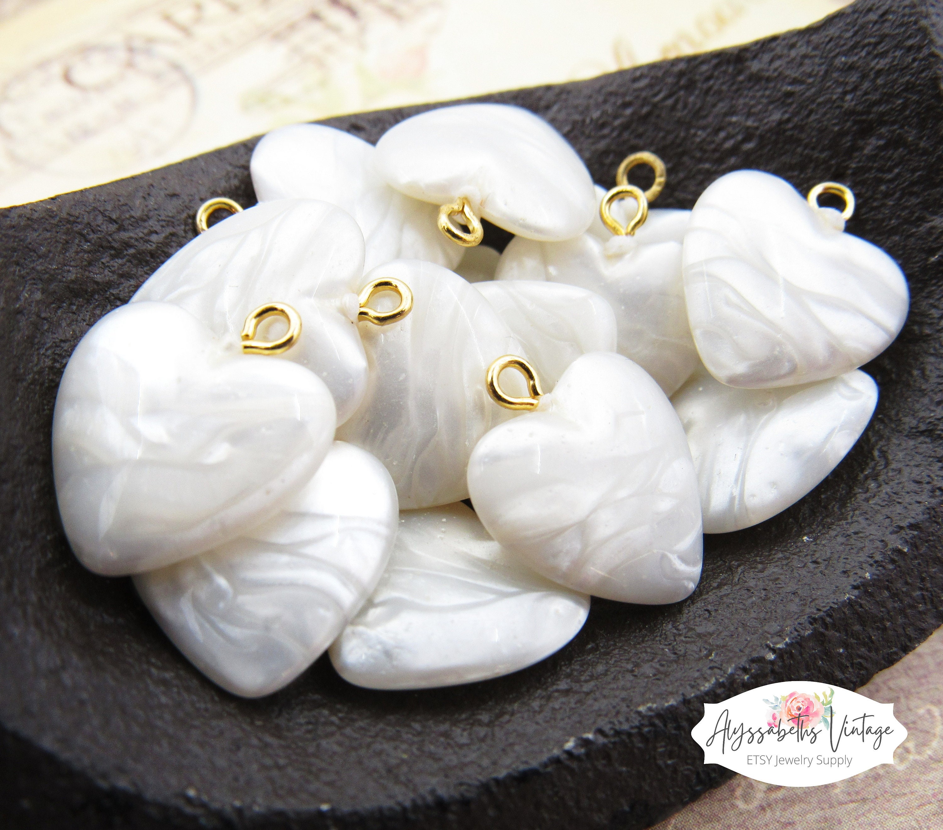 Vintage Pearlized Plastic Ivory Heart Charm 16x14mm Imitation - Etsy