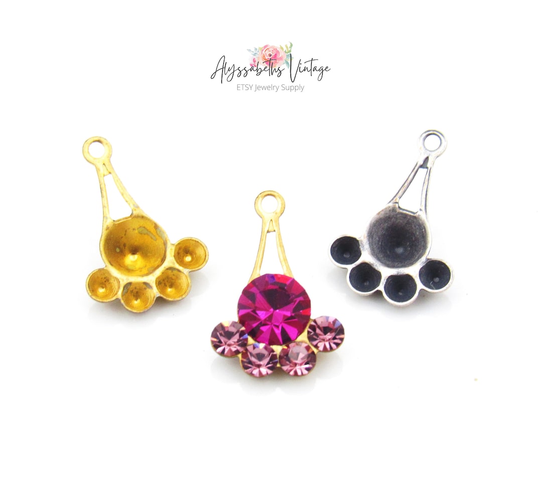 SALE Multi Stone Settings for 28ss or 29ss & 24pp Rhinestones, Raw ...