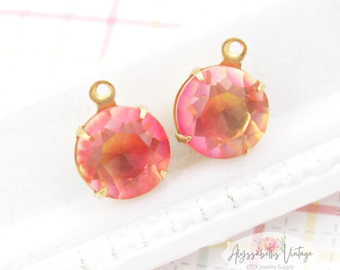 Transparent Light Rose and Jonquil 10mm Round Rhinestone Drops or ...