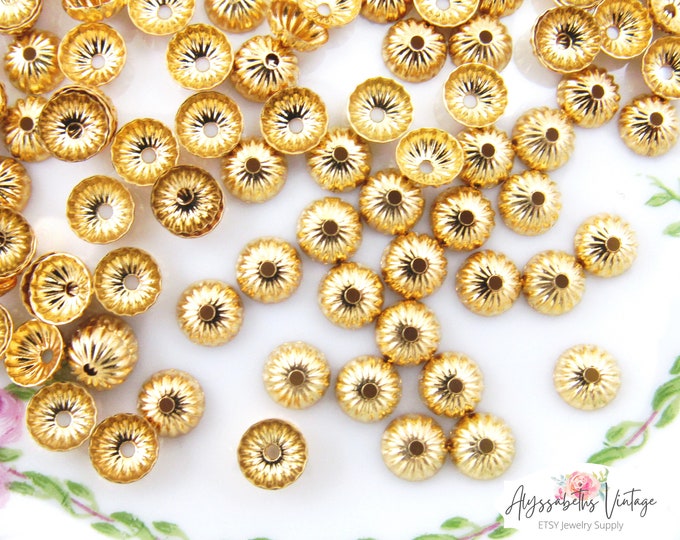 200 Pcs 8mm Floral Bead Cap Gold Tone 62247-2255 - Etsy