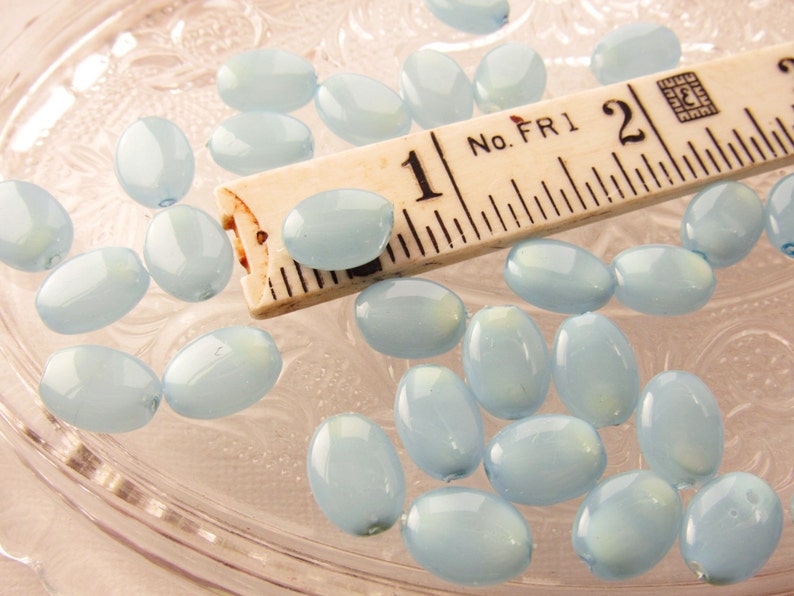 Milky Light Blue Moonstone 12x9mm Flat Oval Czech Glass Beads | Etsy
