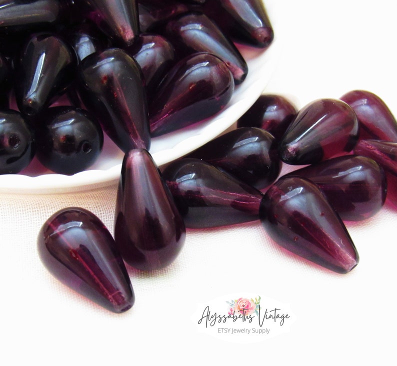 Shiny Transparent Dark Amethyst Teardrop Beads 18x11mm Pear Shaped ...