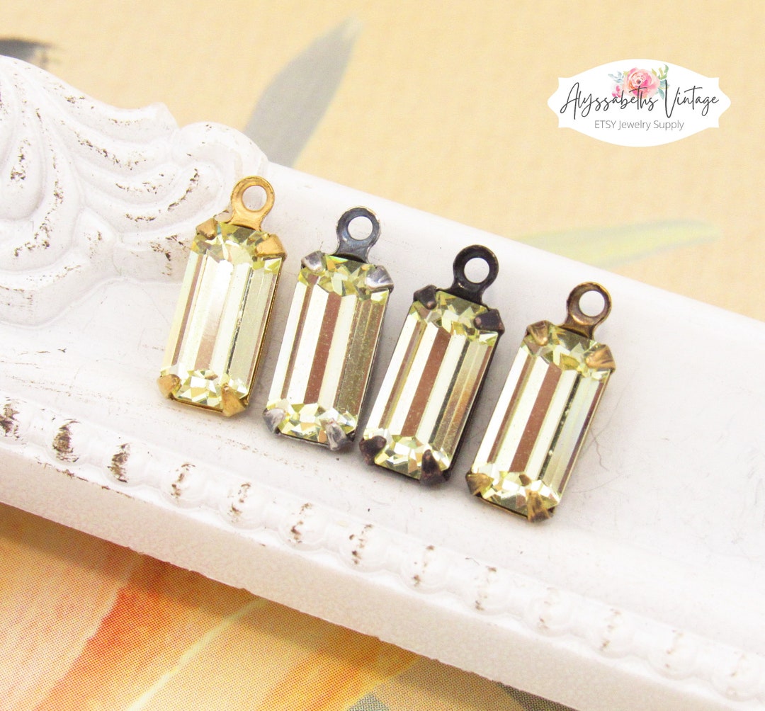 Vintage Swarovski Yellow Jonquil 10x5mm Faceted Octagon Set Stones, Art ...