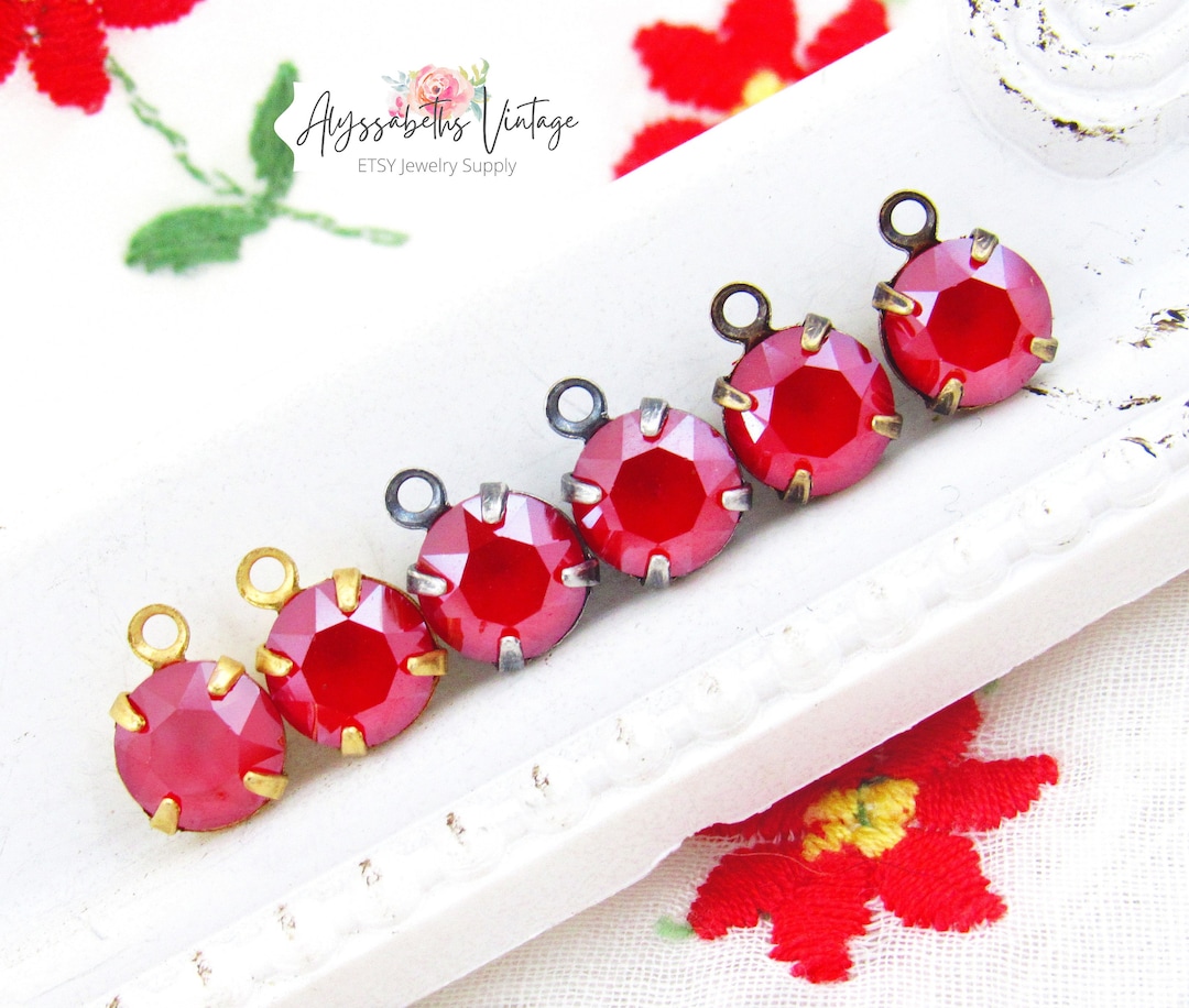 6mm Single Set Matte Cherry Red Austrian Crystal Rhinestone Drop or ...