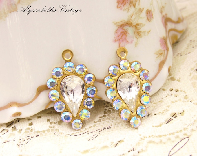 Austrian Crystal & AB Crystal Rhinestone Teardrop Set Stones Earring ...