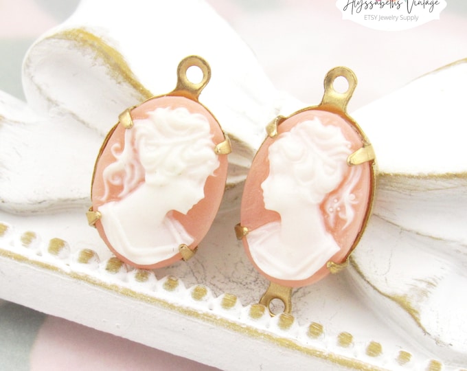 Pale Pink & Ivory Femao Silhouette Cameo 14x10mm Cameo Charms or ...