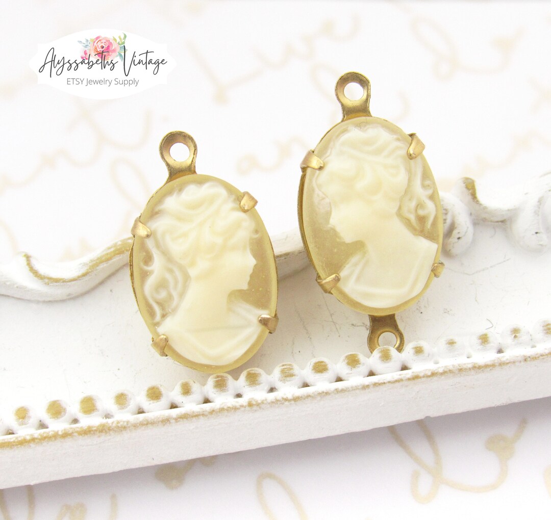 Matte Crystal & Ivory Female Ponytail Silhouette Set Cameo 14x10mm ...