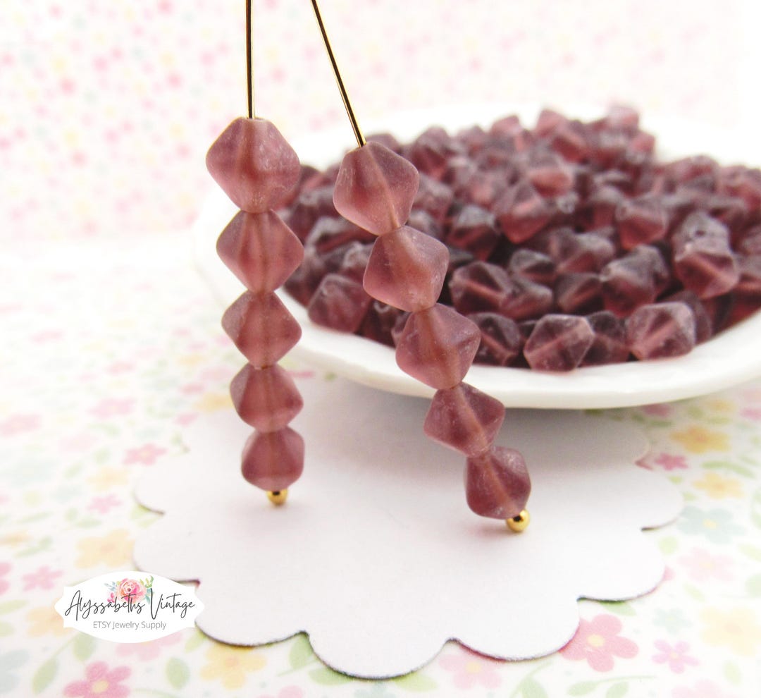 Matte Glass Amethyst 6mm Bicone Beads, Purple Sea Glass Style Lantern ...