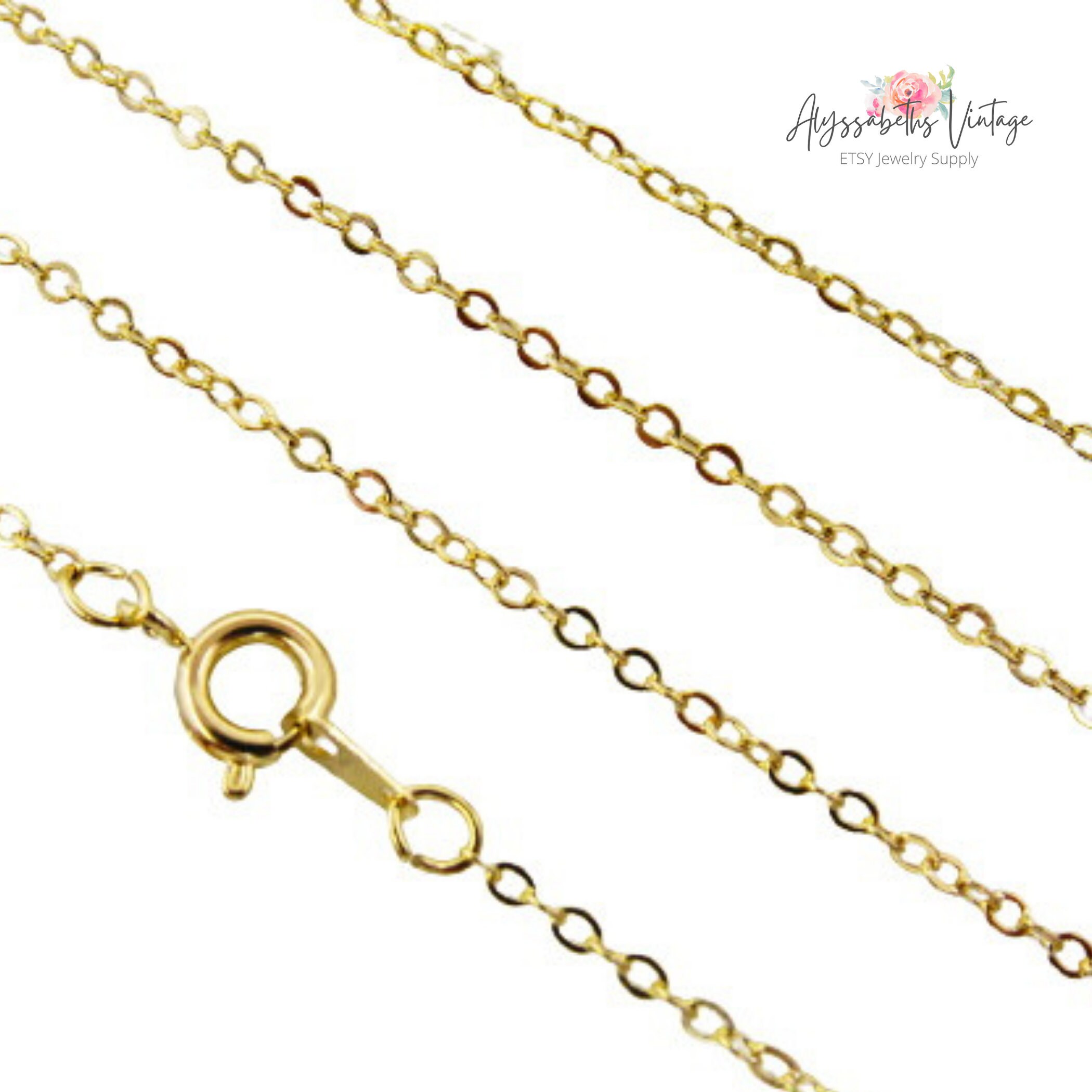 Gold Plate Finished 18 Inch Chain Fine Flat Cable Chain With | Etsy