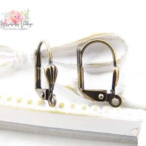 Antique Brass Shell Design Leverback Open Loop Earrings, Fancy Brass Ox ...