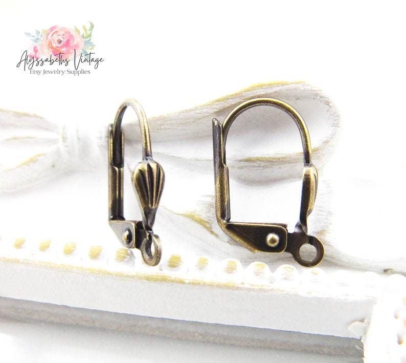 Antique Brass Shell Design Leverback Open Loop Earrings, Fancy Brass Ox ...
