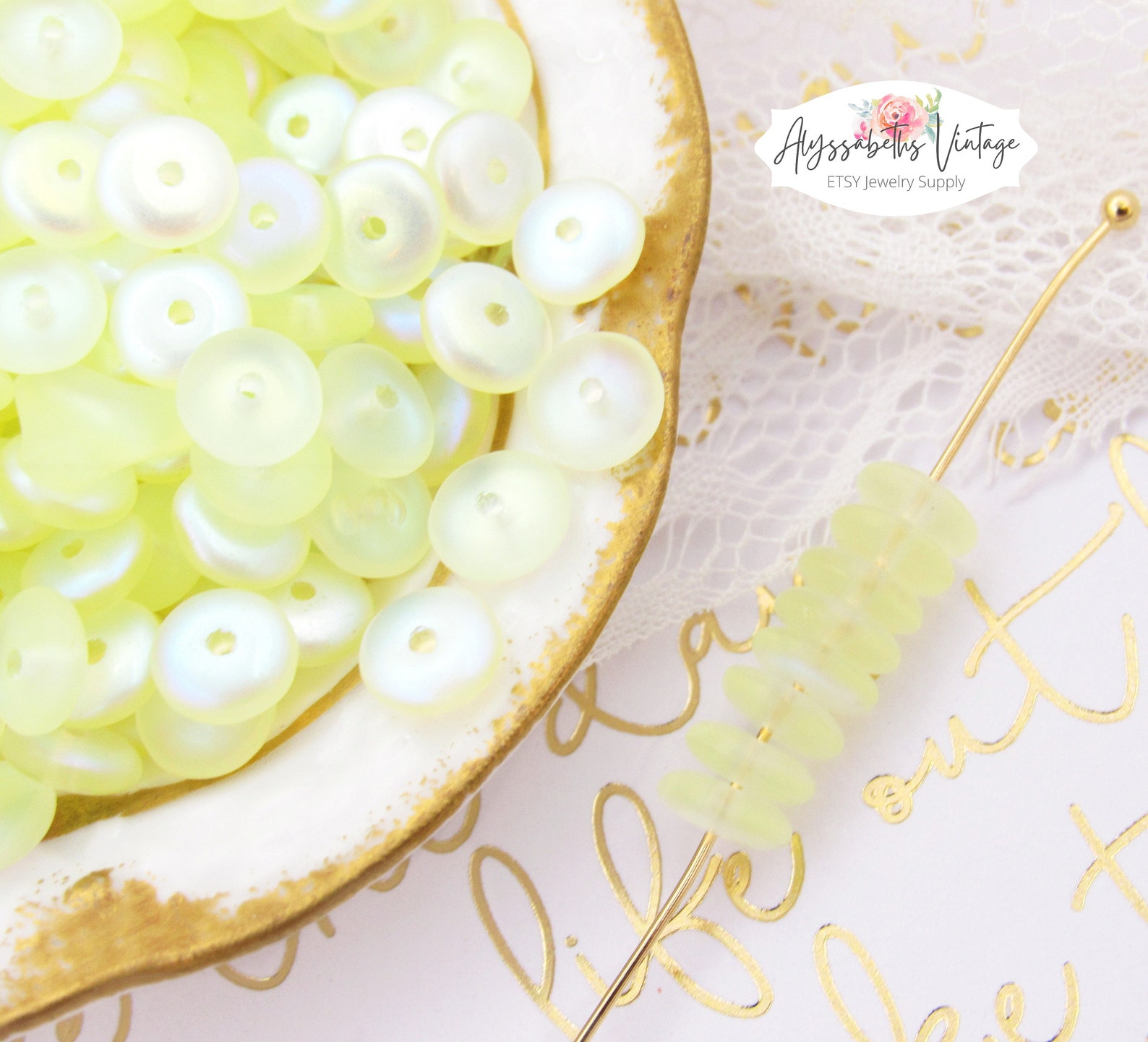 Vintage AB Yellow Jonquil 6mm Smooth Frosted Glass Druk - Etsy