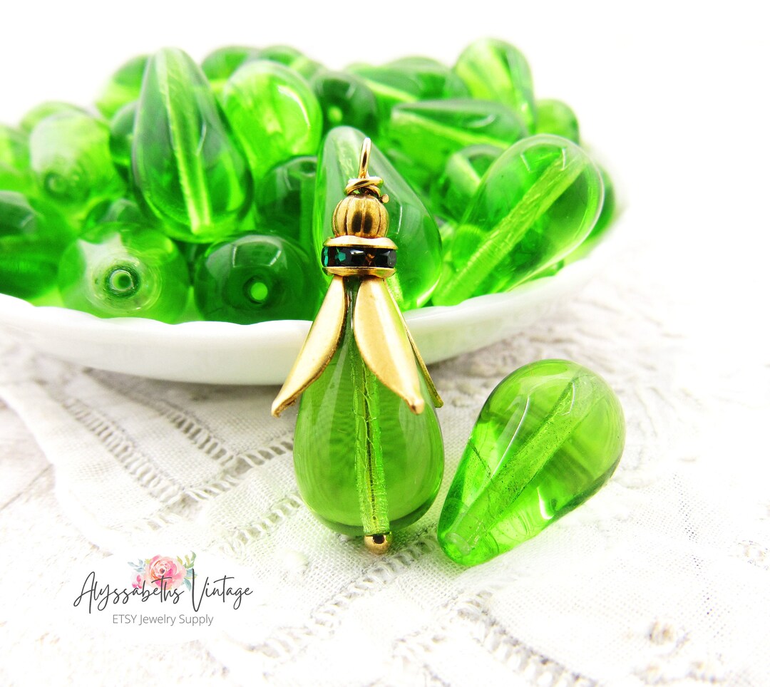 Shiny Transparent Bright Peridot Teardrop Beads 18x11mm Pear Shaped ...