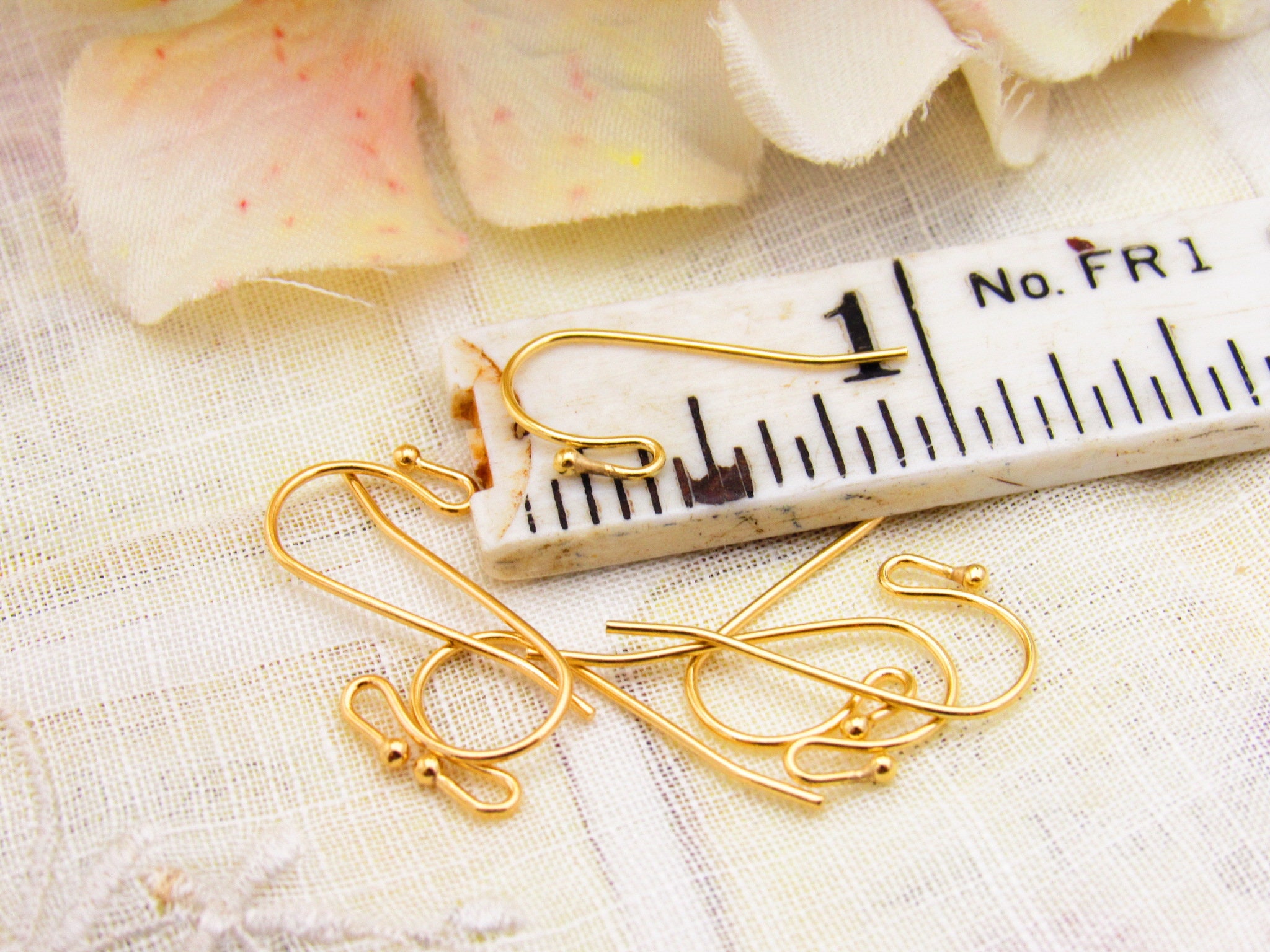 Gold French Ear Wires With Ball Ear Hooks With Ball in 18k | Etsy