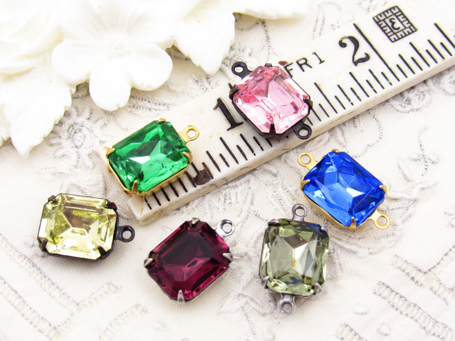 Retro Vintage Opaque Pink & Gold Copper Fleck 12x10mm Octagon - Etsy