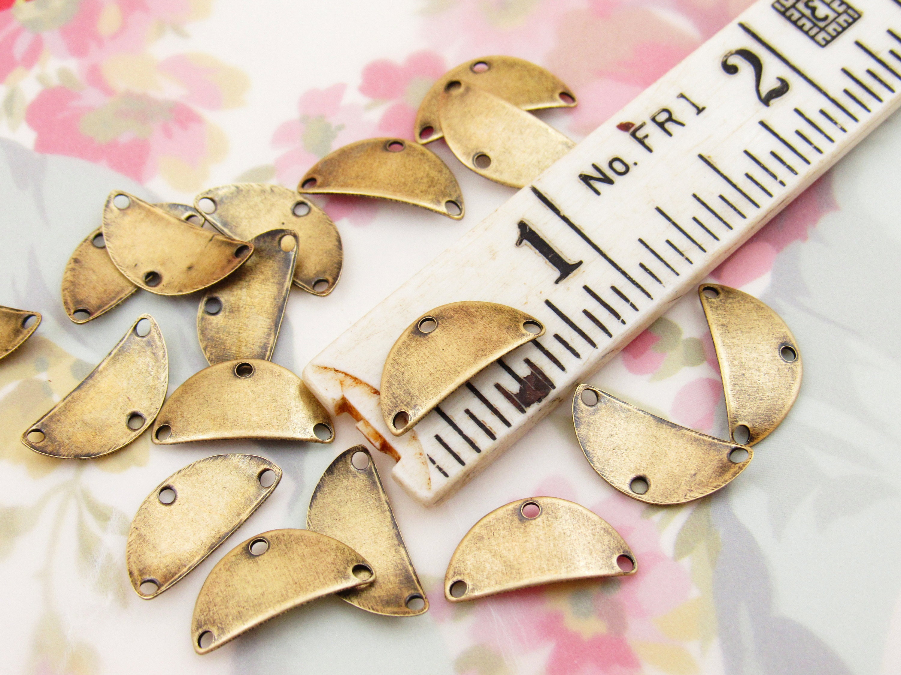 Small Antique Brass Curved Half Circle Crescent 3-hole - Etsy