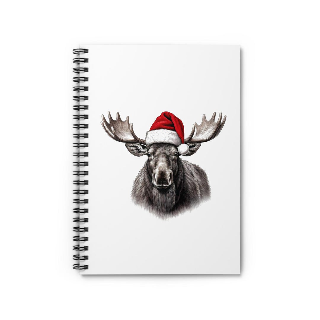 Christmas Moose Spiral Notebook - Festive Gift for Students, Journaling ...