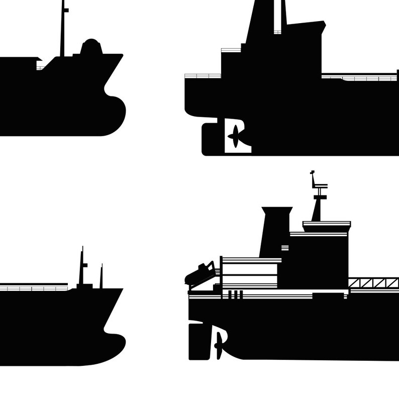 Modern Ships Silhoutte Vector SVG Cut Files 7 Files Cruise Offshore ...