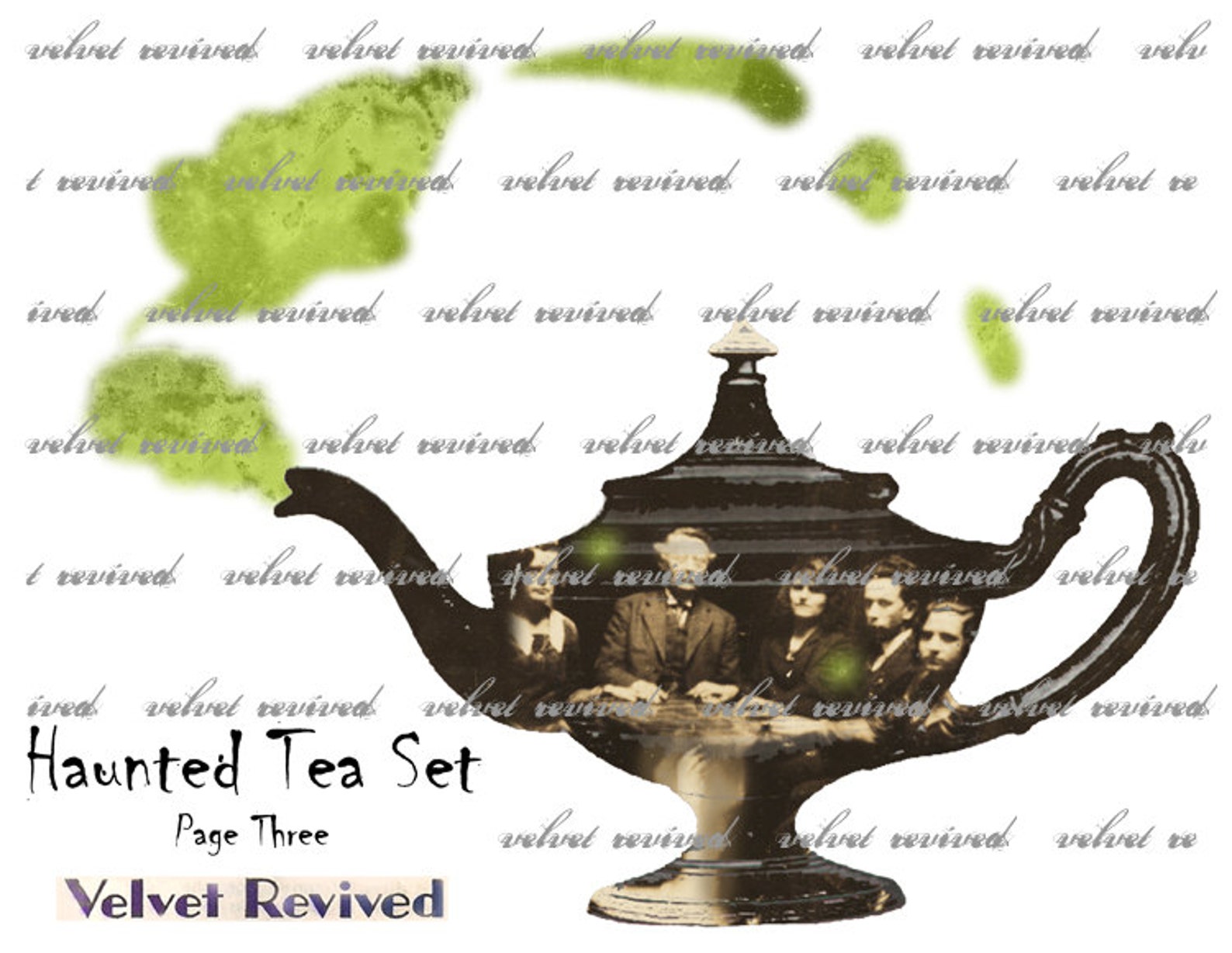 Haunted Tea Set Digital Collage Sheet Halloween Spirit - Etsy