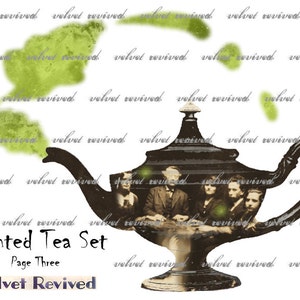 Haunted Tea Set Digital Collage Sheet Halloween Spirit - Etsy