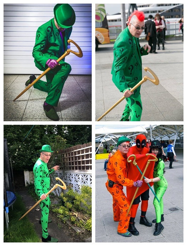 RIDDLER Spiral CANE 42 Inch Question Mark Gold Costume | Etsy