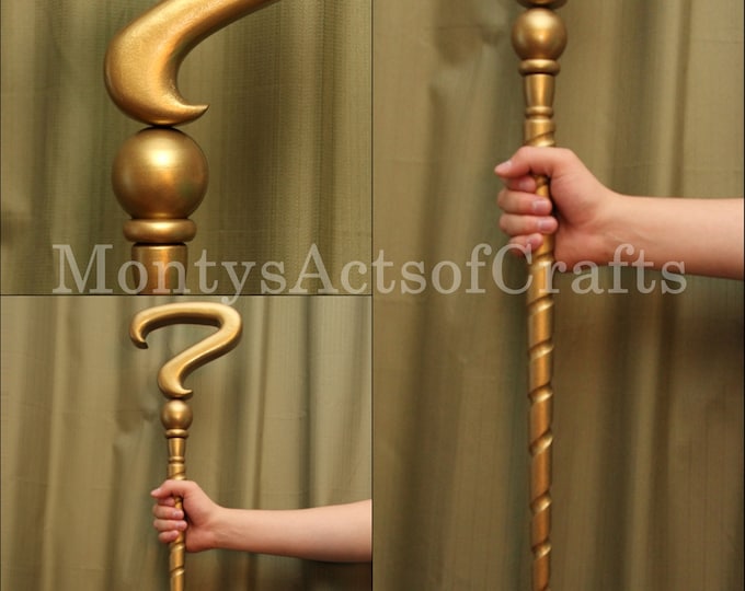 Spiral Carved RIDDLER CANE Question Mark Gold Costume Cosplay Prop ...