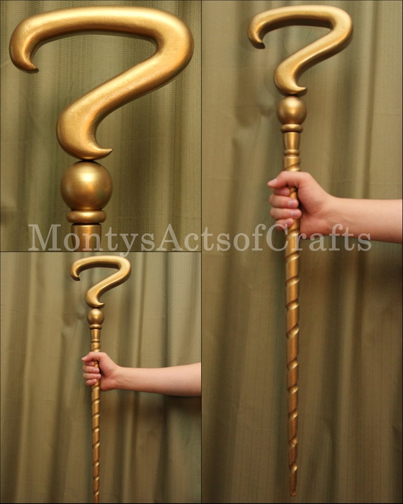 Spiral Carved RIDDLER CANE Question Mark Gold Costume Cosplay Prop ...