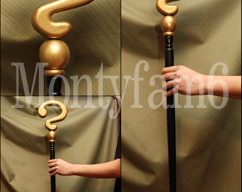 Spiral Carved RIDDLER CANE Question Mark Gold Costume Cosplay Prop ...