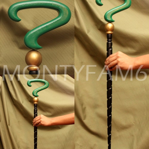RIDDLER CANE Green Black Question Mark Costume Walking Stick - Etsy