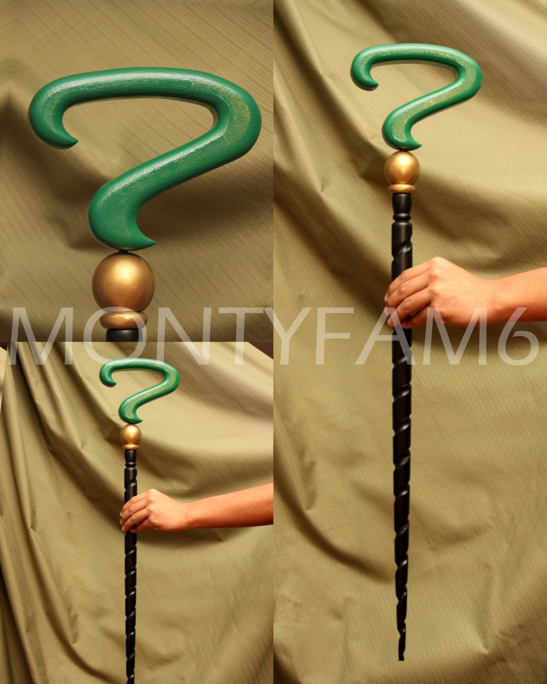 Riddler CANE Green Black Spiral Question Mark Costume Walking Stick ...