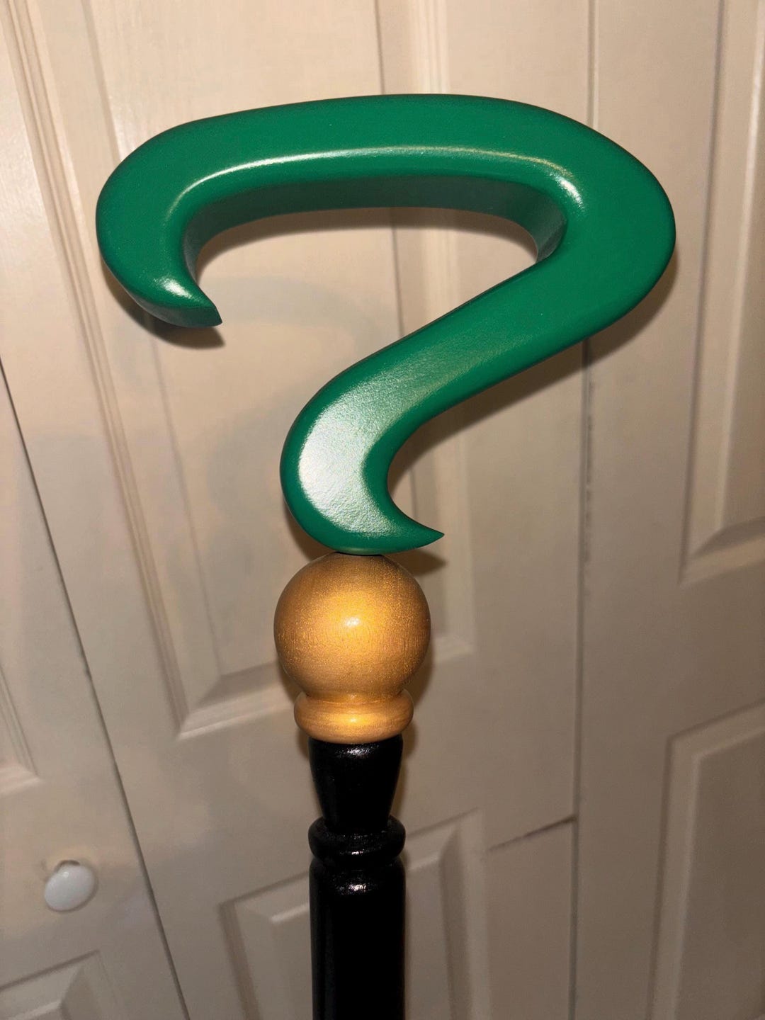 42” RIDDLER CANE Green Black Question Mark Costume Walking Stick Prop ...