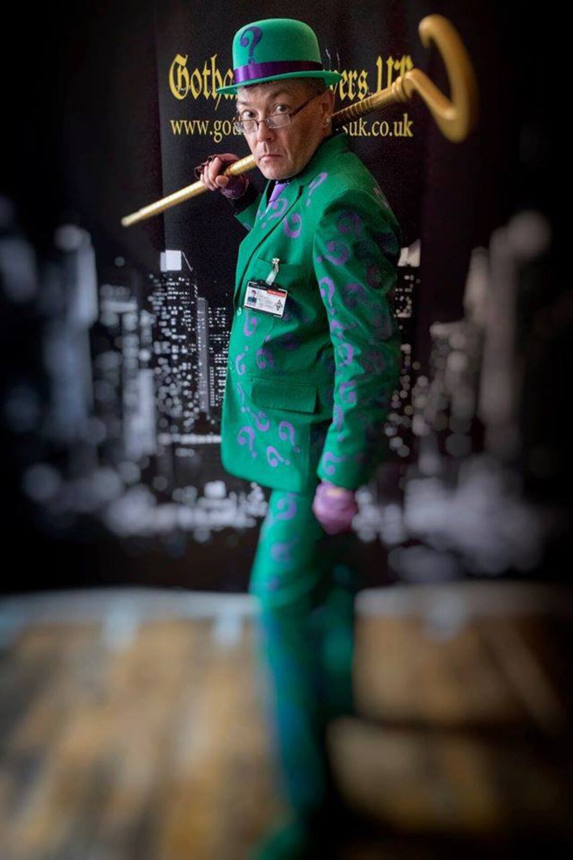 RIDDLER Spiral CANE 42 inch Question Mark Gold Costume | Etsy