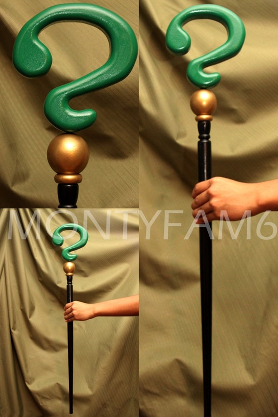 RIDDLER CANE Green Black Question Mark Costume Walking Stick - Etsy